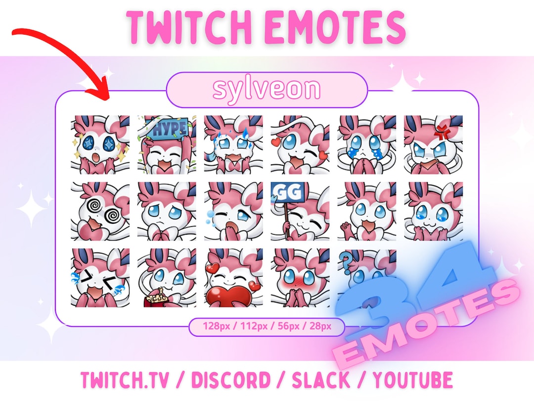 Sylveon Eevee - Cute Twitch & Discord Emotes Pack - Etsy