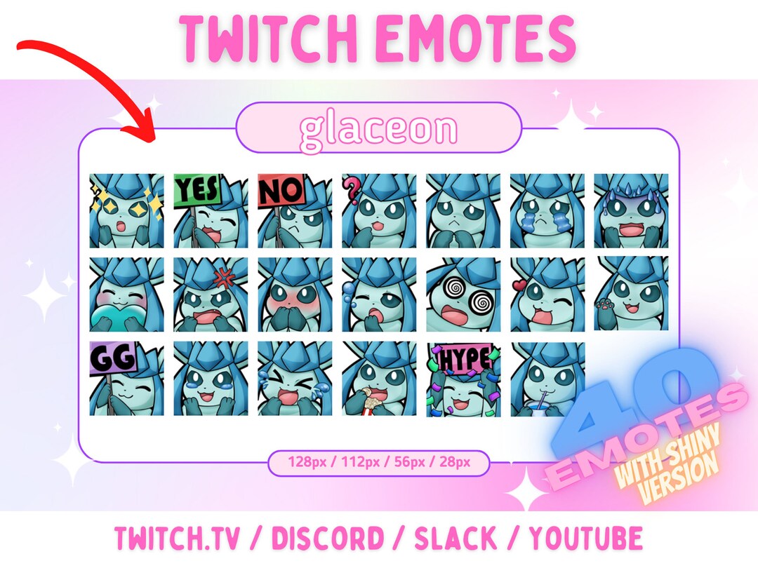 Glaceon Eevee Emote Pack for Twitch and Discord - Etsy