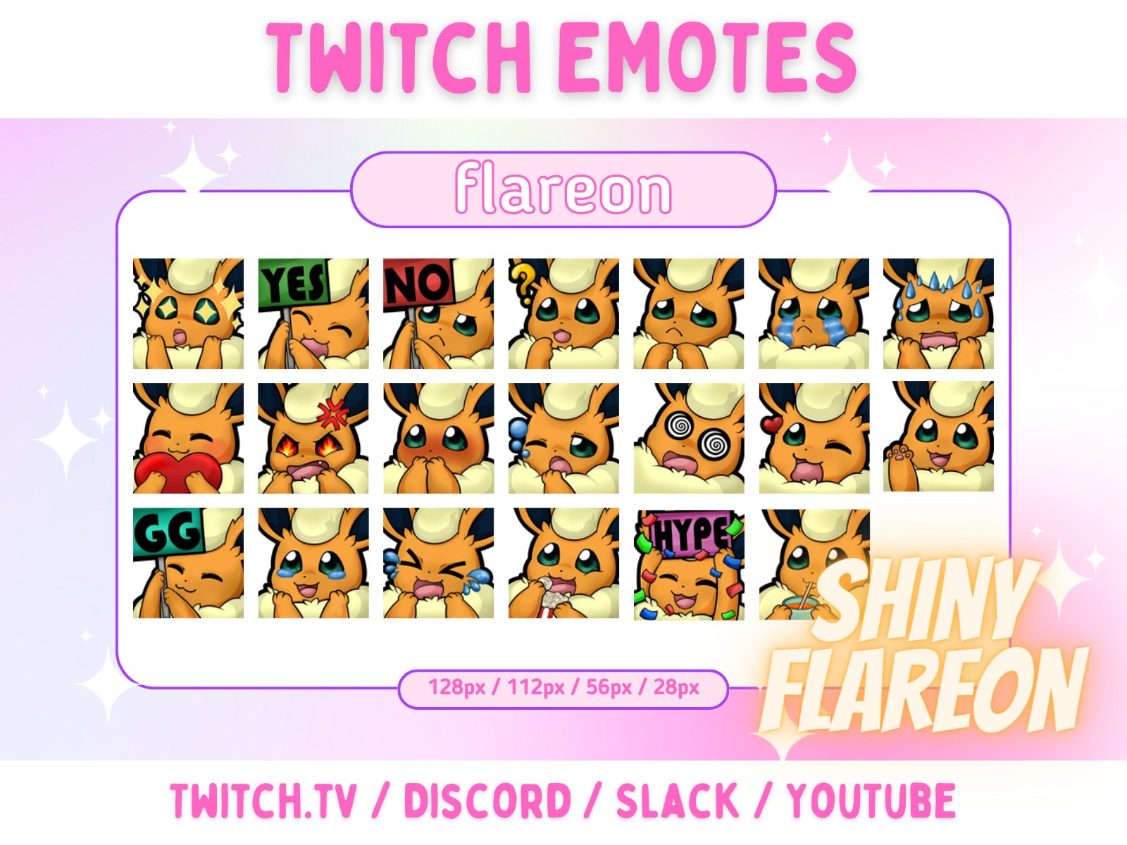 Flareon Eevee - Emote Pack for Twitch and Discord - Etsy