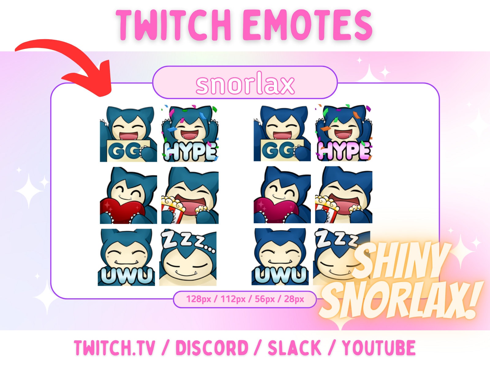 Snorlax Cute Twitch & Discord Emotes Pack - Etsy