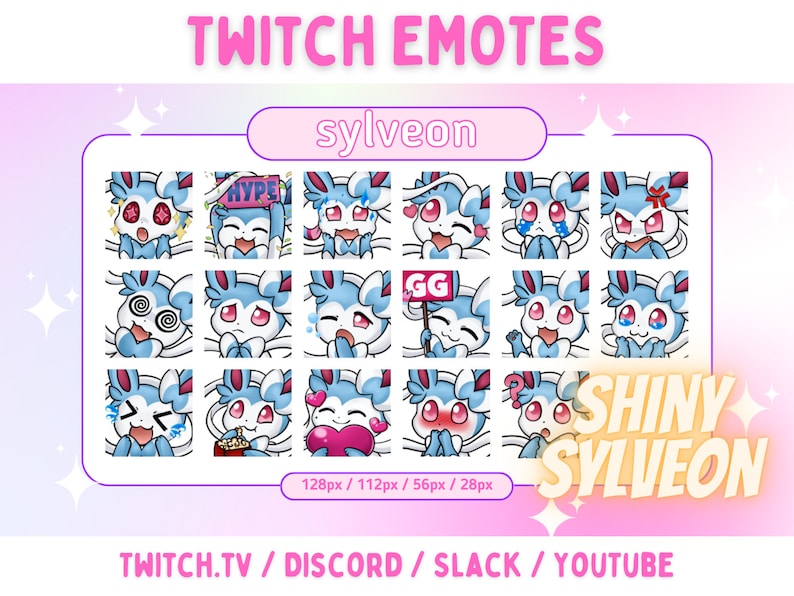 Sylveon Eevee Cute Twitch & Discord Emotes Pack - Etsy