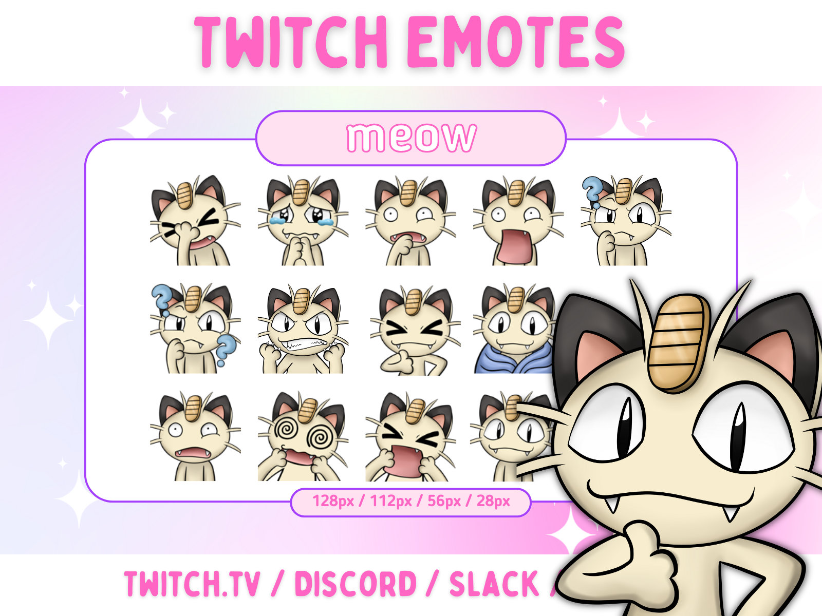 Meow - Cute Twitch & Discord Emotes Pack - Etsy