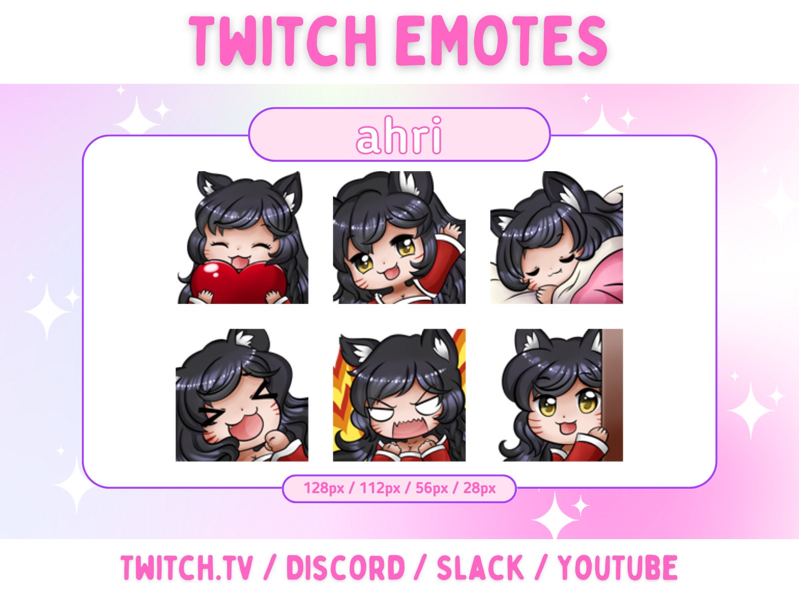 Ahri - Cute Twitch & Discord Emotes Pack Lol - Etsy Canada
