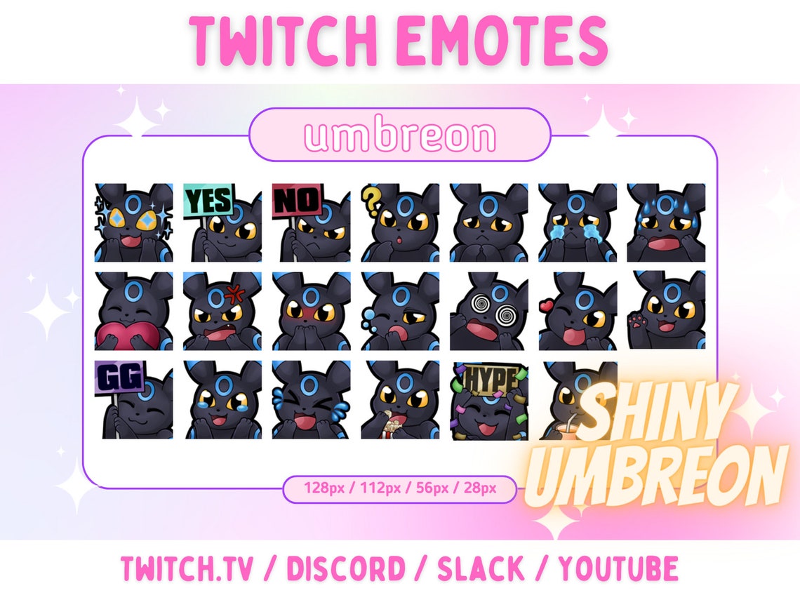 Umbreon Eevee - Cute Twitch & Discord Emotes Pack - Etsy