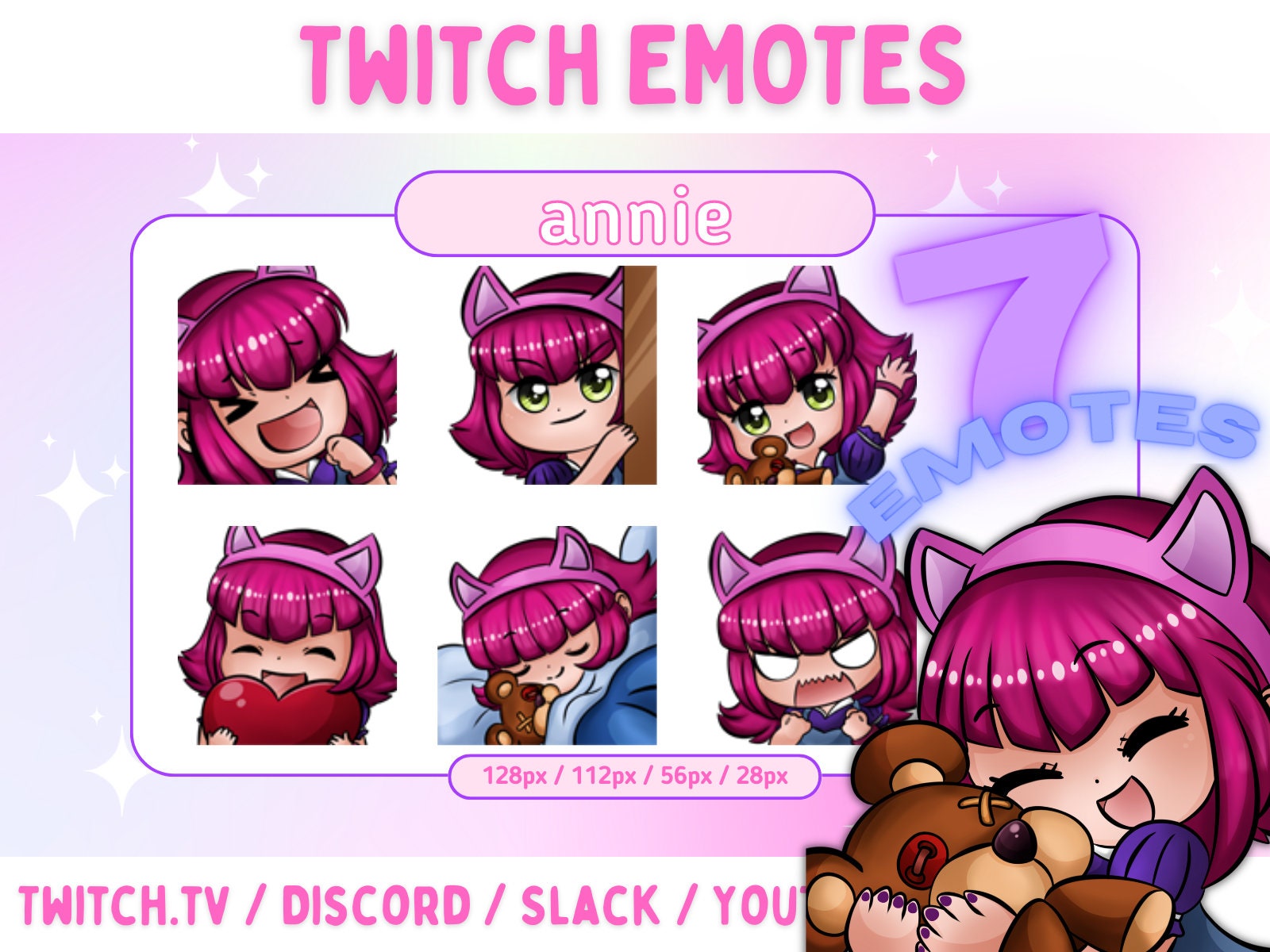 Annie - Cute Twitch & Discord Emotes Pack Lol - Etsy