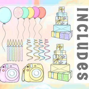 Birthday Clipart Bundle, Planner Sticker Kit, Celebration PNG ...