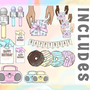Birthday Clipart Bundle, Planner Sticker Kit, Celebration PNG ...