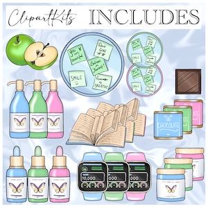 Healthy Habits Clipart Bundle, Fitness Wellbeing Planner Art, Wellness ...