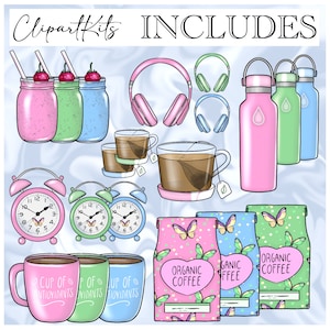 Healthy Habits Clipart Bundle, Fitness Wellbeing Planner Art, Wellness ...