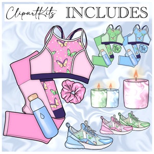 Healthy Habits Clipart Bundle, Fitness Wellbeing Planner Art, Wellness ...