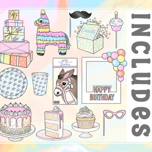 Birthday Clipart Bundle, Planner Sticker Kit, Celebration PNG ...