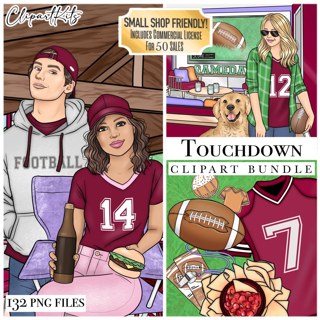Football Clipart Planner Art Set, Touchdown Family PNG, Sport Barbecue ...