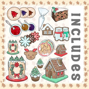 Christmas Baking Clipart Bundle, Holiday Festive Cooking PNG, Printable ...