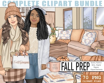 Lake House Clipart Kit, Complete Planner Art Bundle, Fashion Girl PNG ...