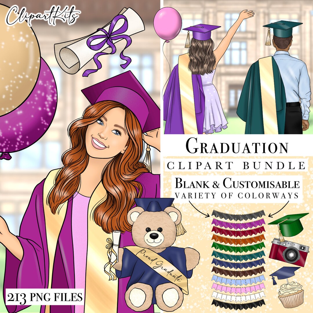 Graduation Girl Clipart, Diploma Clipart, Graduate PNG, PLR Digital ...