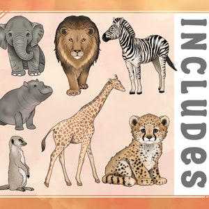 Safari Clipart, African Baby Animals Clipart, Planner Kit Bundle ...