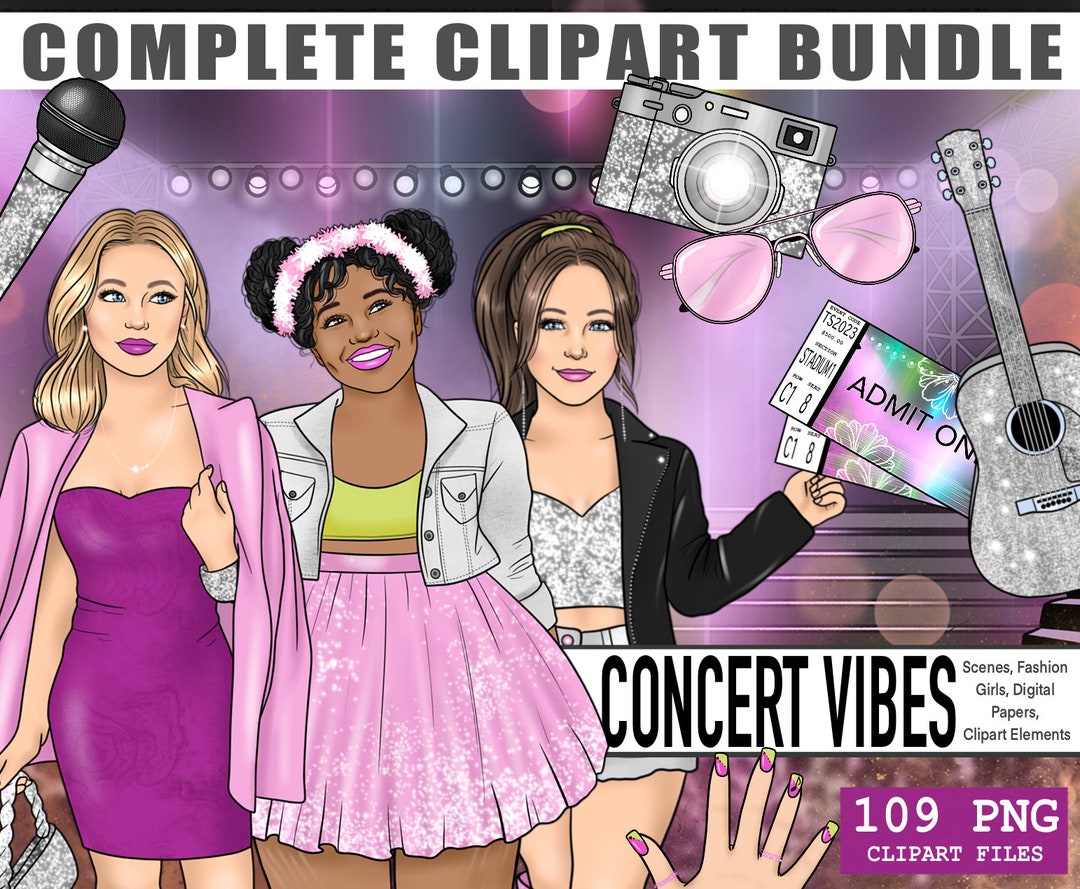 Concert Clipart Bundle, Planner Printable Stickers Kit, Music ...