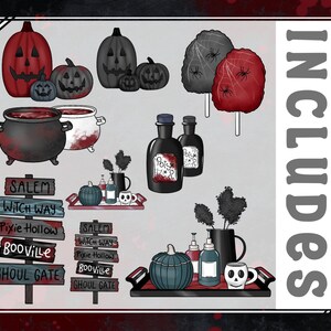 Haunted Halloween Clipart Bundle, Printable Planner Stickers, Alice in ...