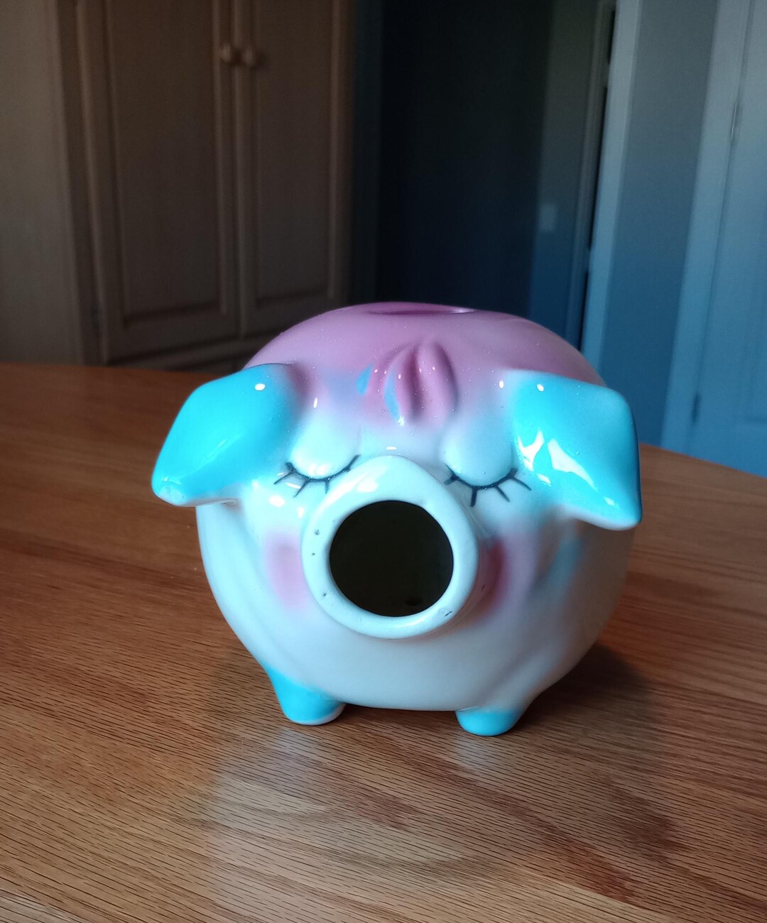 Corky Pig Piggy Bank Blue Pink White, Vintage 1950s Hull Pottery - Etsy