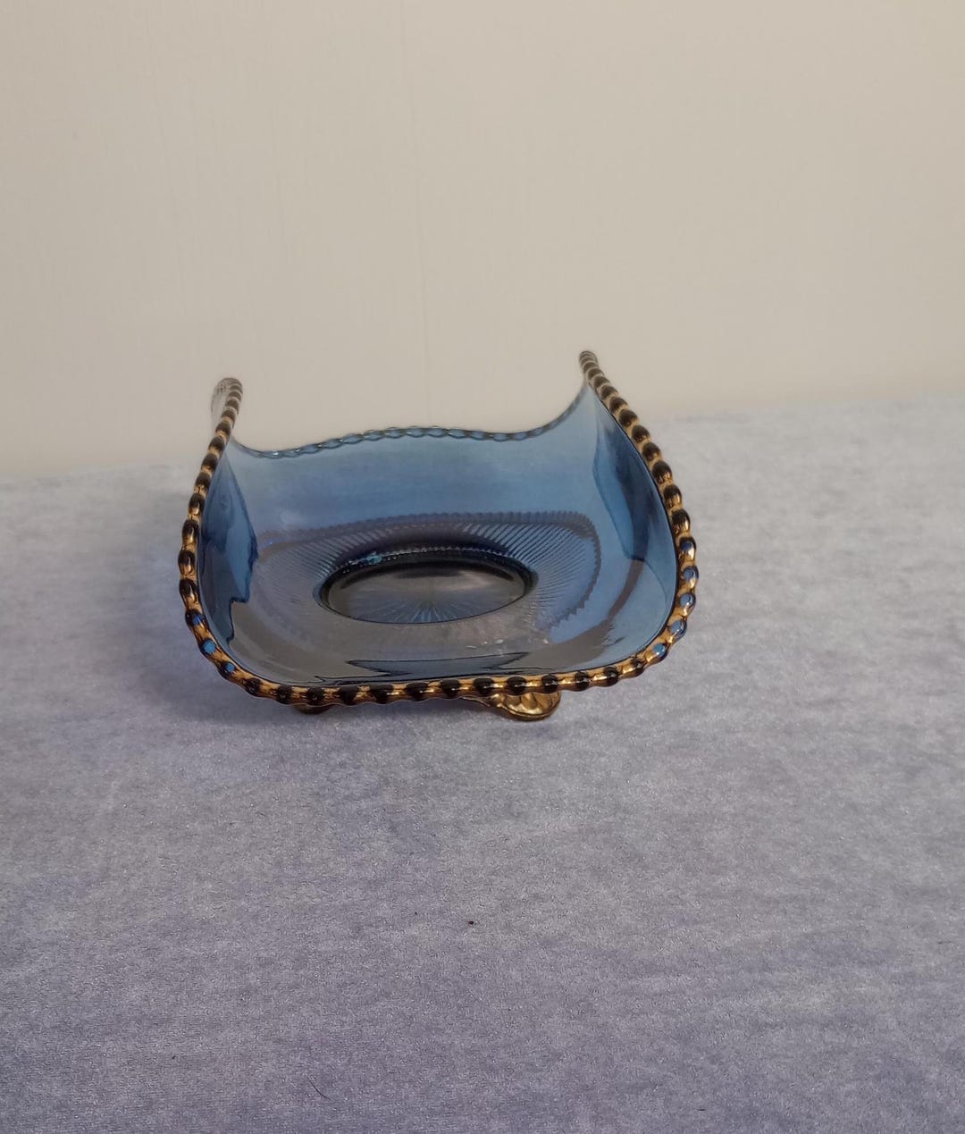 US Glass Colorado Pattern Footed Compote Candy Dish, Blue With Lifted ...