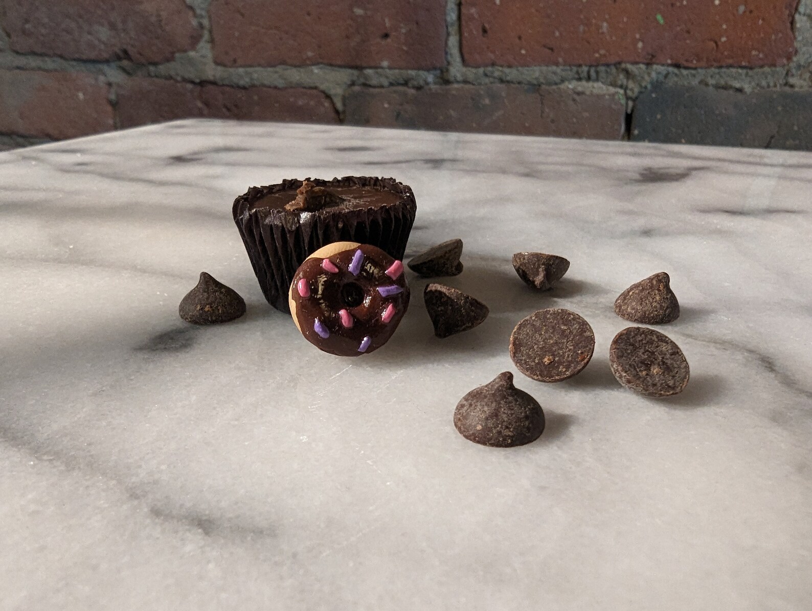 Delectable Donut Fridge Magnet - Handmade Polymer Clay Chocolate Treat ...