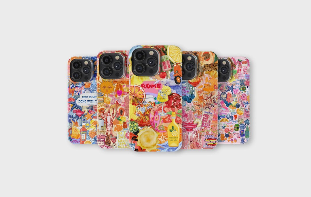 Summer Aesthetic Phone Case Collage Citrus Travel Retro Cover for ...