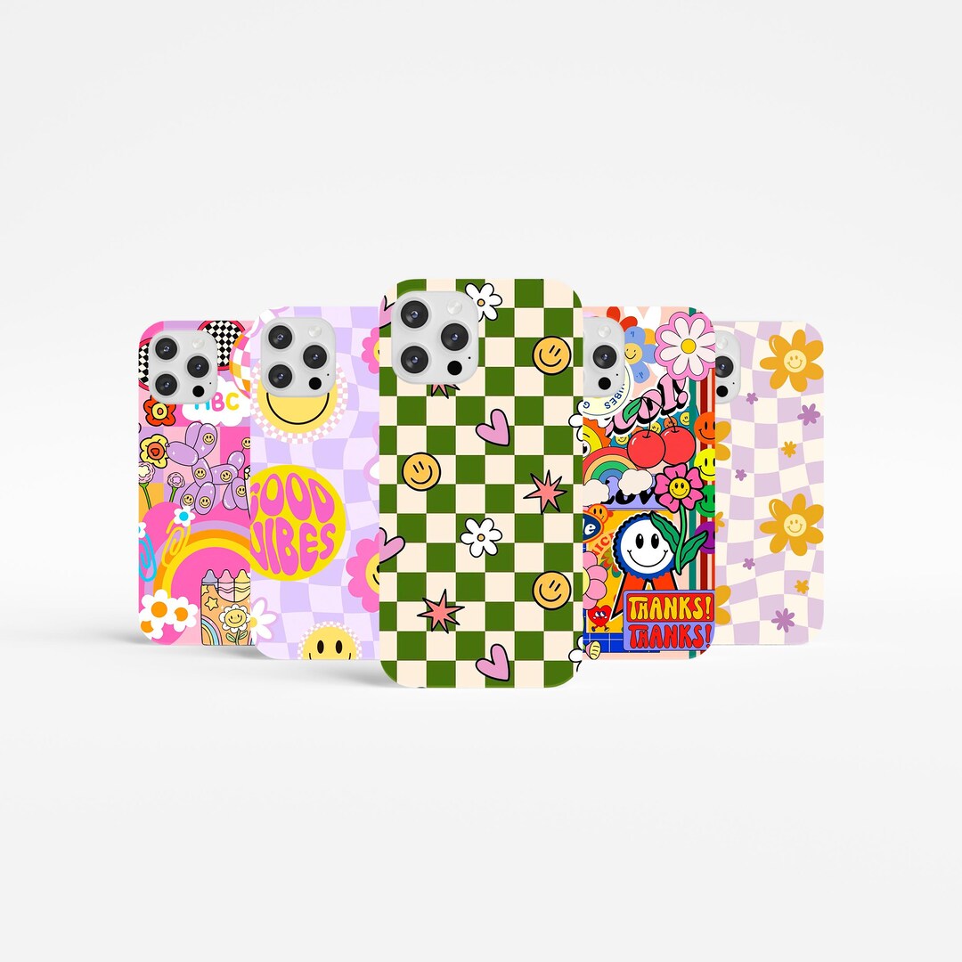 Retro Phone Case Smiley Face Collage Phone Cover for iPhone 16 Pro Max ...