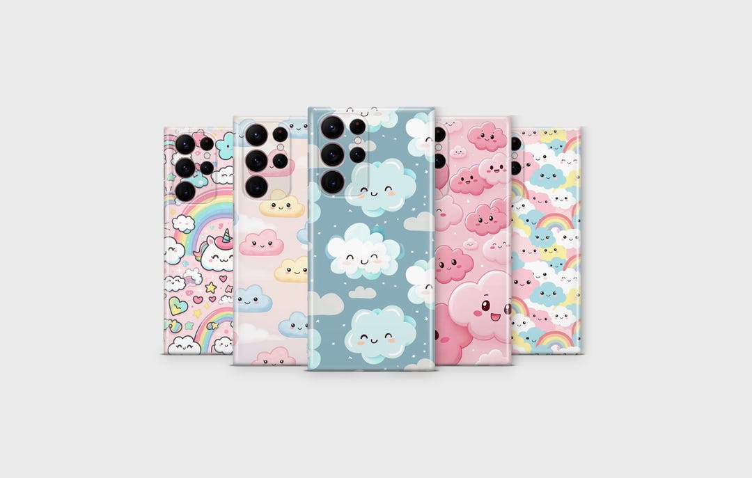 Kawaii Cloud Phone Case Cute Pastel Rainbow Aesthetic Phone Cover for ...