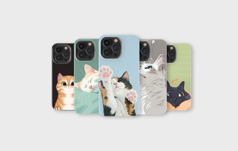 Cute Cat Phone Case Kawaii Kitten Aesthetic Phone Cover for iPhone 17 ...
