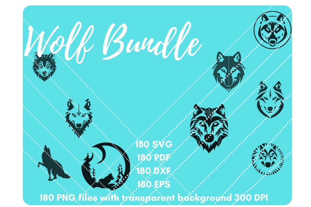 Bundle of 180 Wolf Files in Svg , Pdf , Dxf , Eps and Png Files With ...