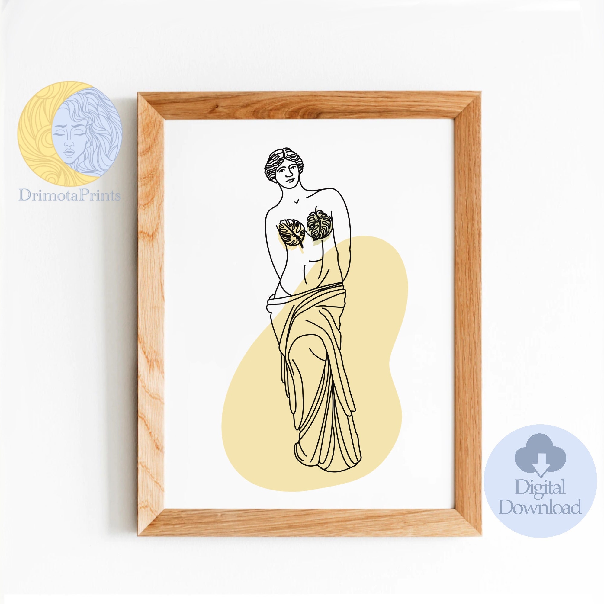 Venus De Milo Aphrodite Goddess of Love Printale Art Minimalist Line ...