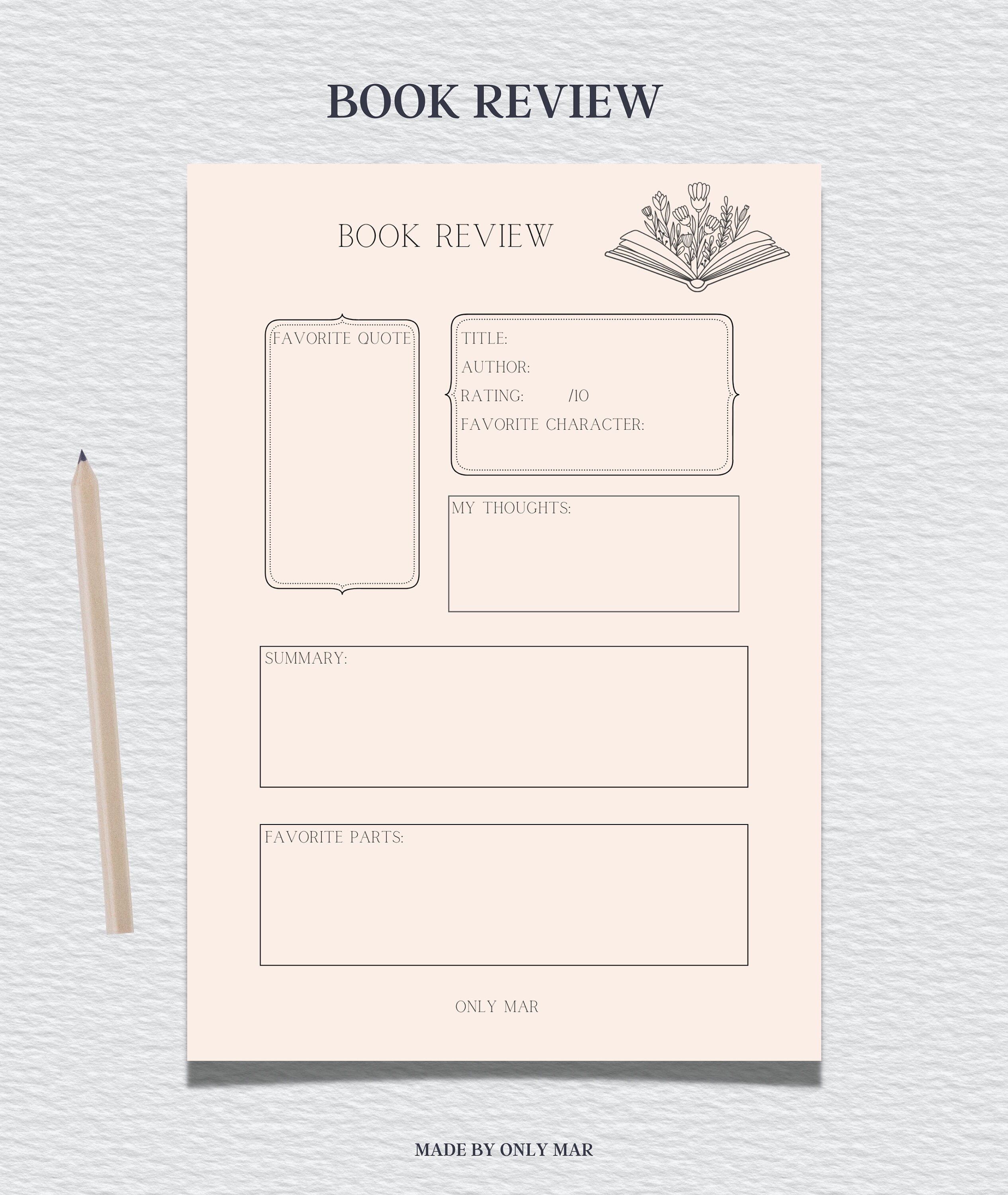 Digital Reading Journal, Printable Book Review, Reading Log, Reading ...