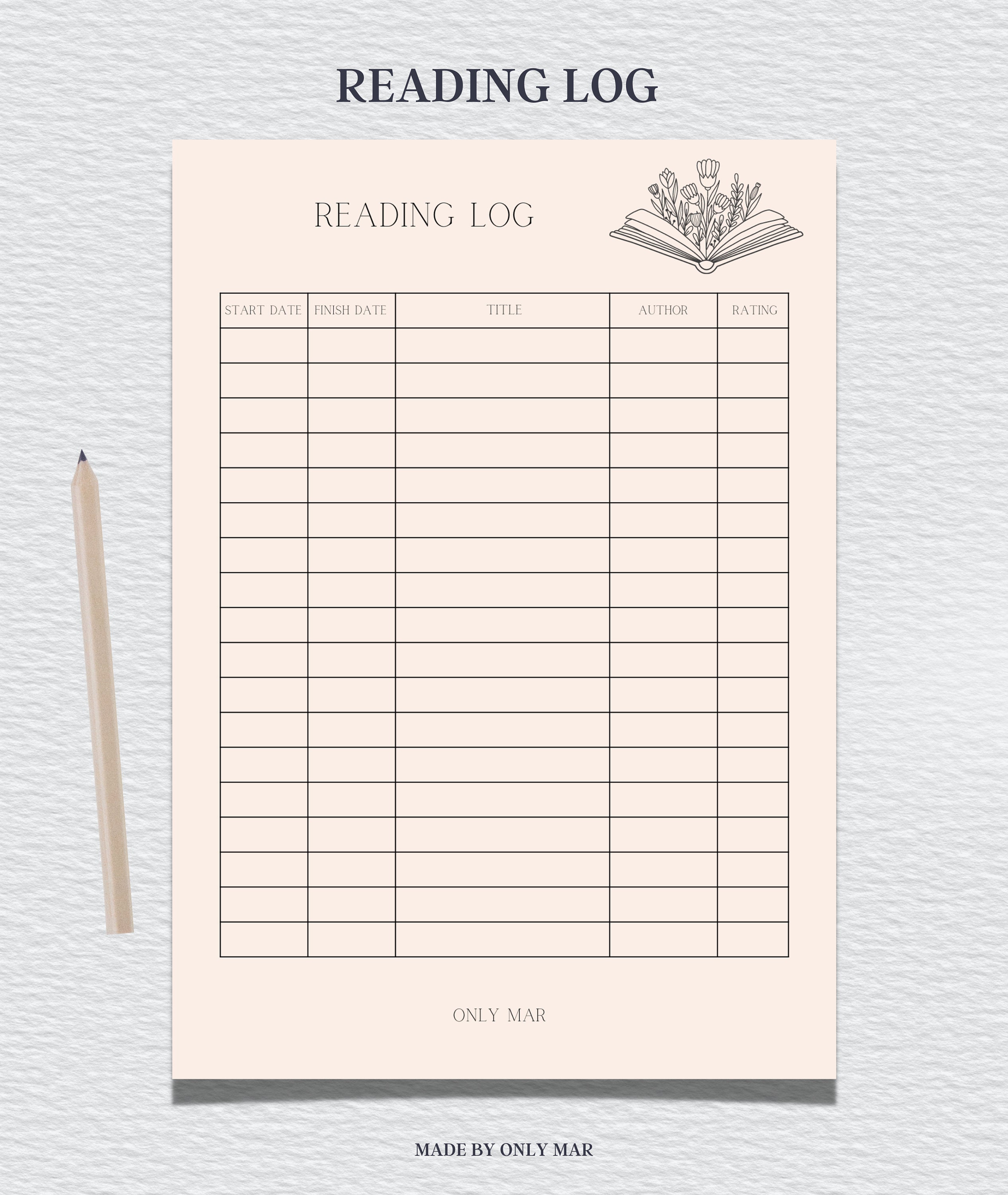 Digital Reading Journal, Printable Book Review, Reading Log, Reading ...