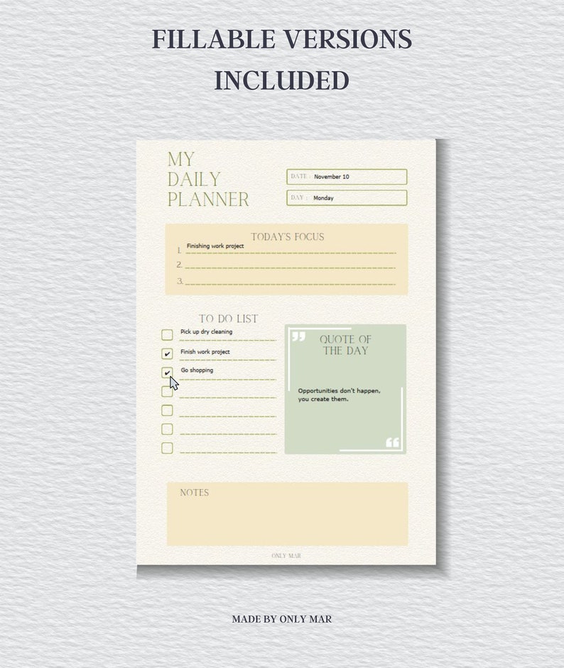 Editable Daily Planner Printable to Do List Fillable PDF - Etsy