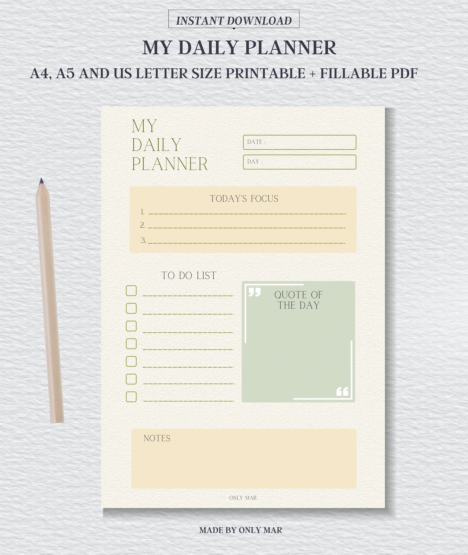 Editable Daily Planner Printable to Do List Fillable PDF - Etsy