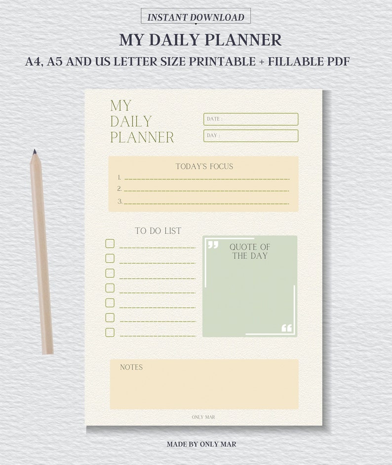 Editable Daily Planner Printable to Do List Fillable PDF - Etsy
