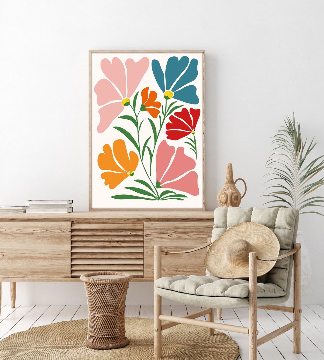 Abstract Flower Print: Colorful Botanical Wall Art (digital Download ...