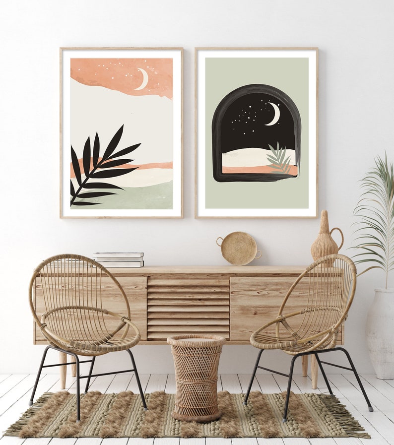 Boho Landscape Art Prints: Abstract Watercolor Set (digital Download ...