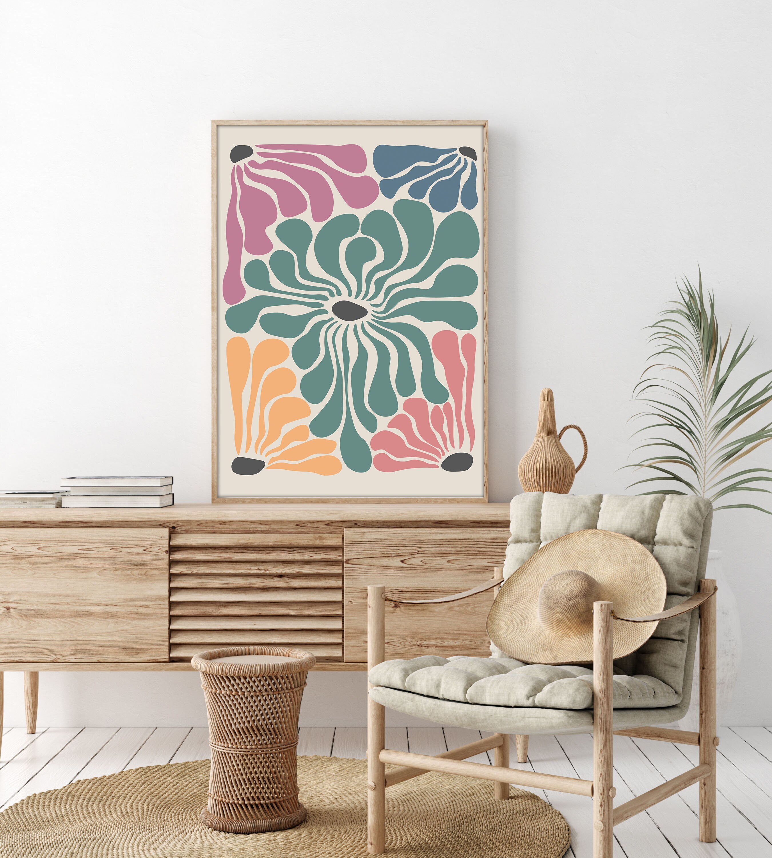 Colorful Abstract Flower Poster Boho Printable Art, Abstract Botanical ...