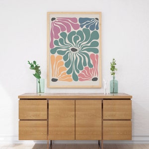 Colorful Abstract Flower Poster Boho Printable Art, Abstract Botanical ...