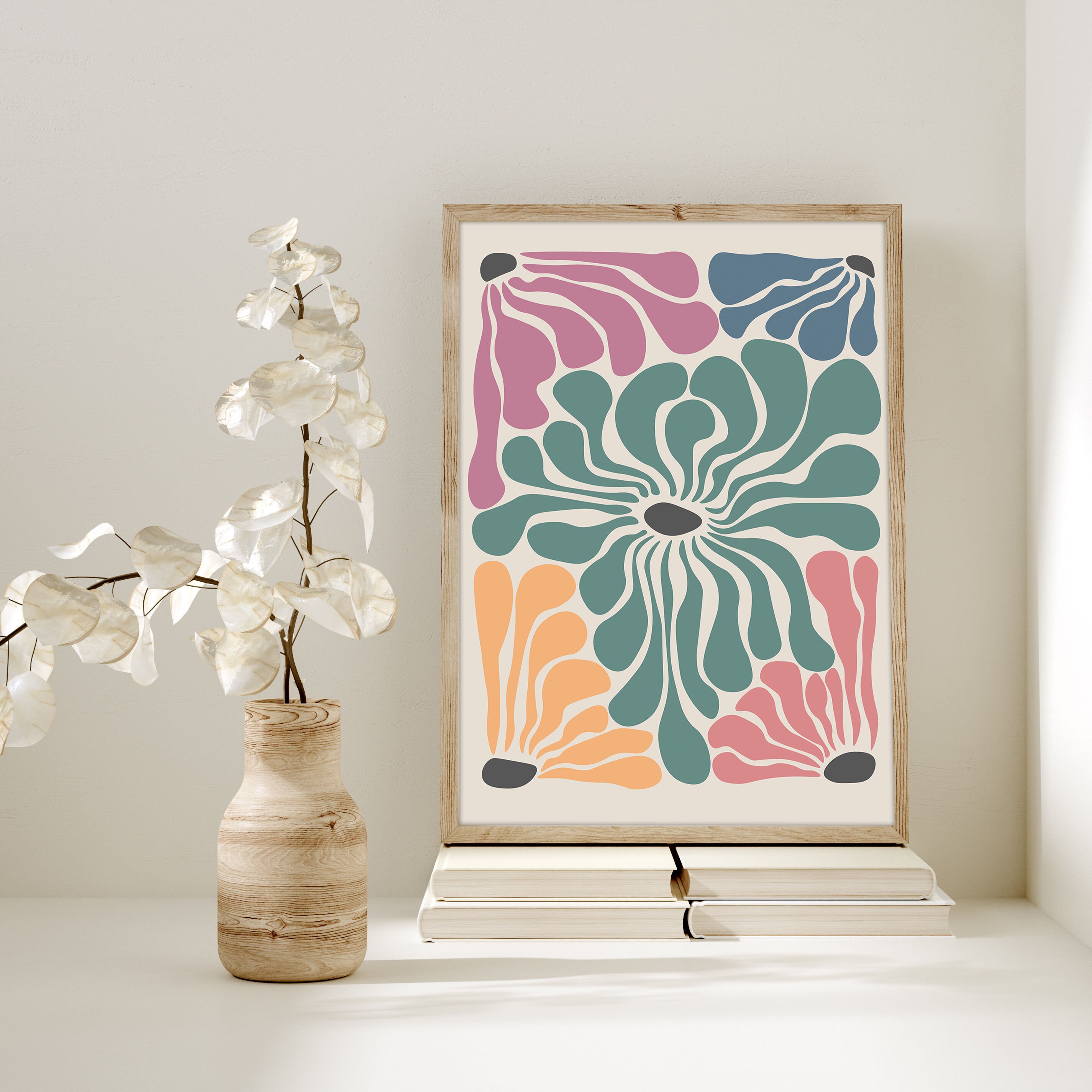 Colorful Abstract Flower Poster Boho Printable Art, Abstract Botanical ...