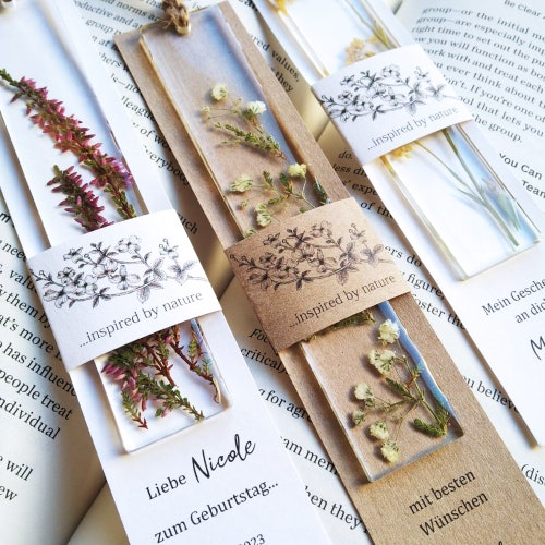 Beautiful Personalized Eco Bookmarks Real Flowers. Gift for - Etsy
