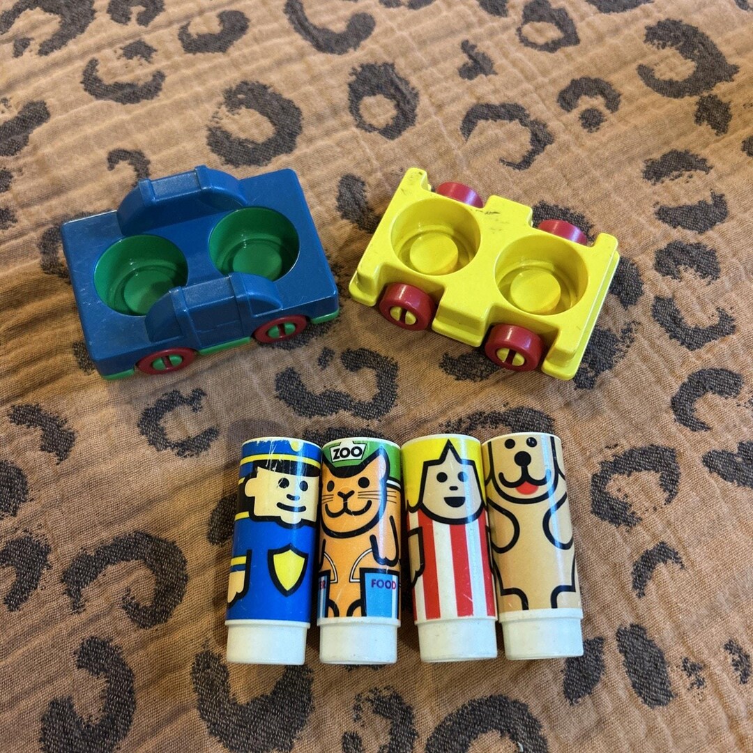 Johnson & Johnson Peg Pals Cars Dog Cat Girl Police Vintage 6 Pc - Etsy