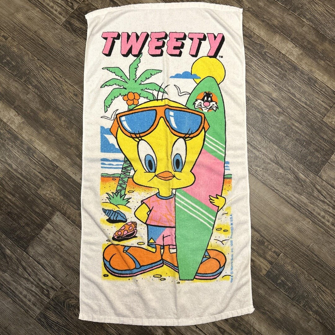 1988 Vintage Tweety Bird Beach Towel Warner Bros Looney Tunes - Etsy