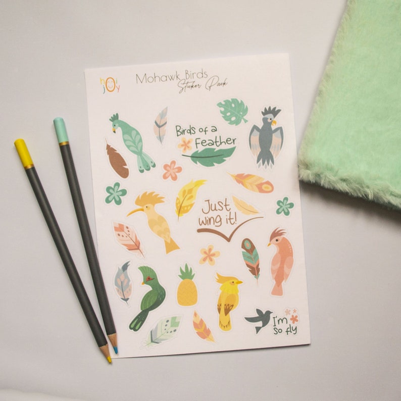 Mohawk Birds Printable Planner Stickers, Cute Digital Journal Stickers ...