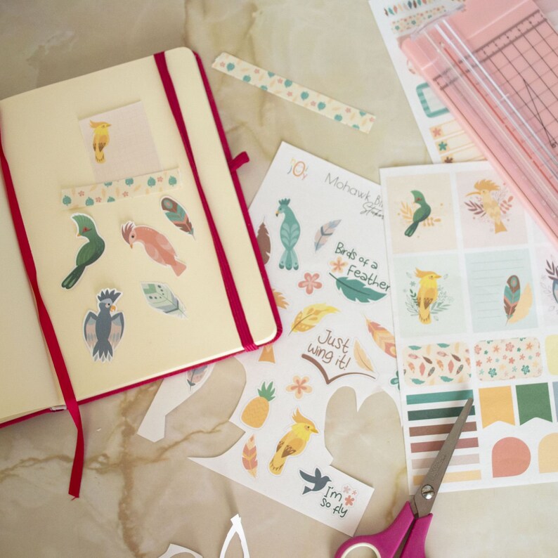 Mohawk Birds Printable Planner Stickers, Cute Digital Journal Stickers ...