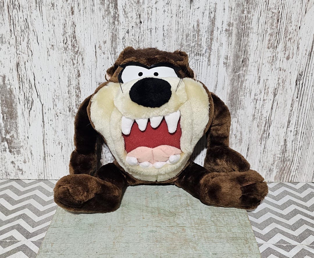 Vintage 1998 Looney Tunes TAZ Plush Stuffed Animal Warner Bros Six ...