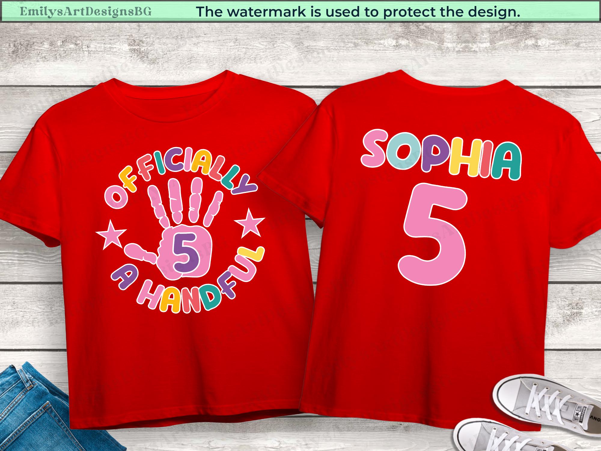 5th Birthday Girl Shirt: Officially A Handful, Custom Name - Etsy