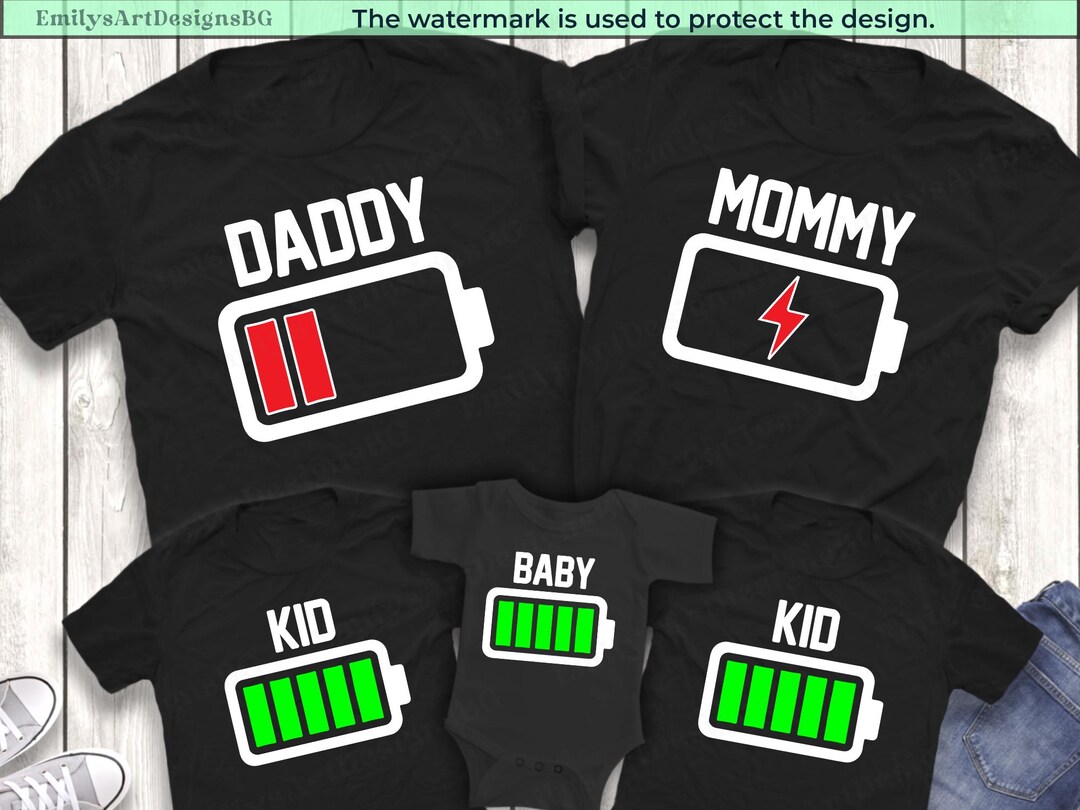 Family Battery Matching Shirts: Dad & Son Shirt, Daddy Mommy and Me T ...