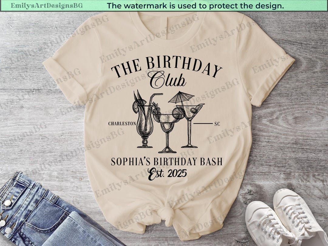 Birthday Club Cocktails Shirt: Custom Party Shirts - Etsy